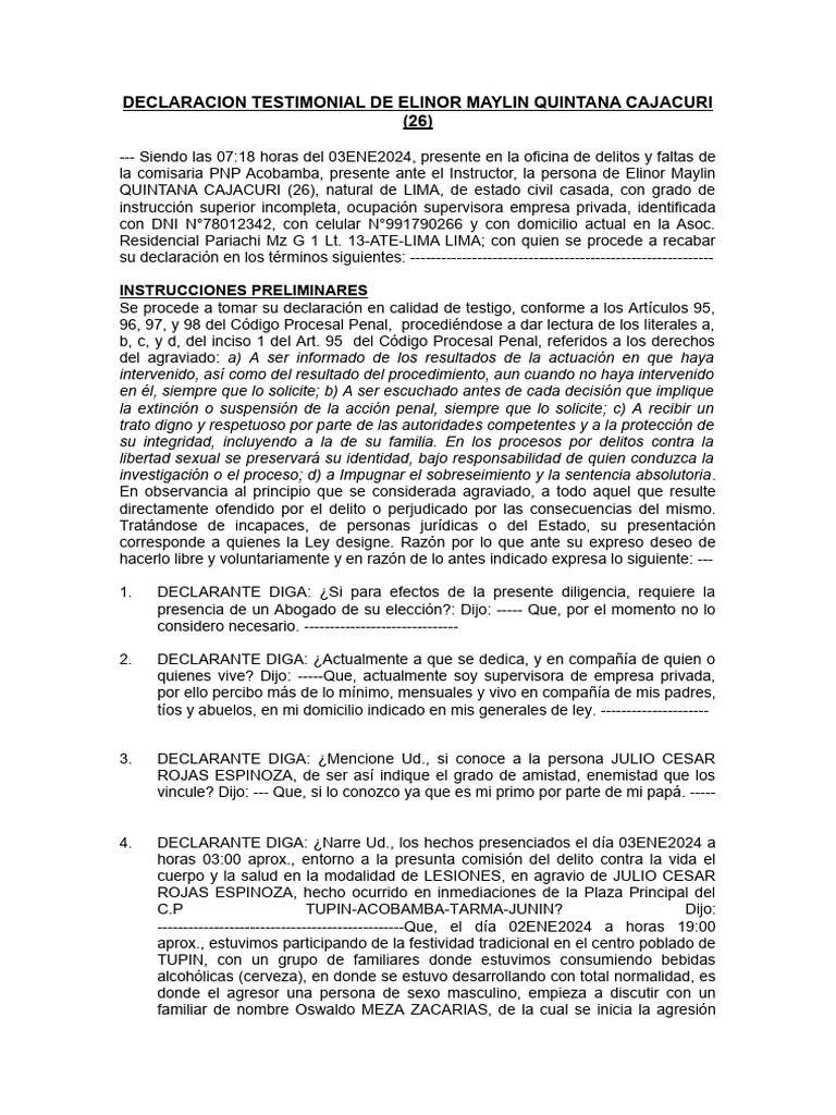 DECLARACION Testigo | PDF