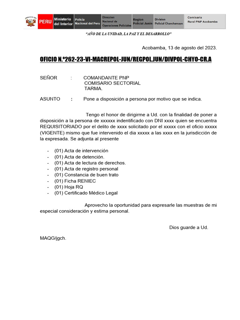 OFICIO RML Yanec | PDF