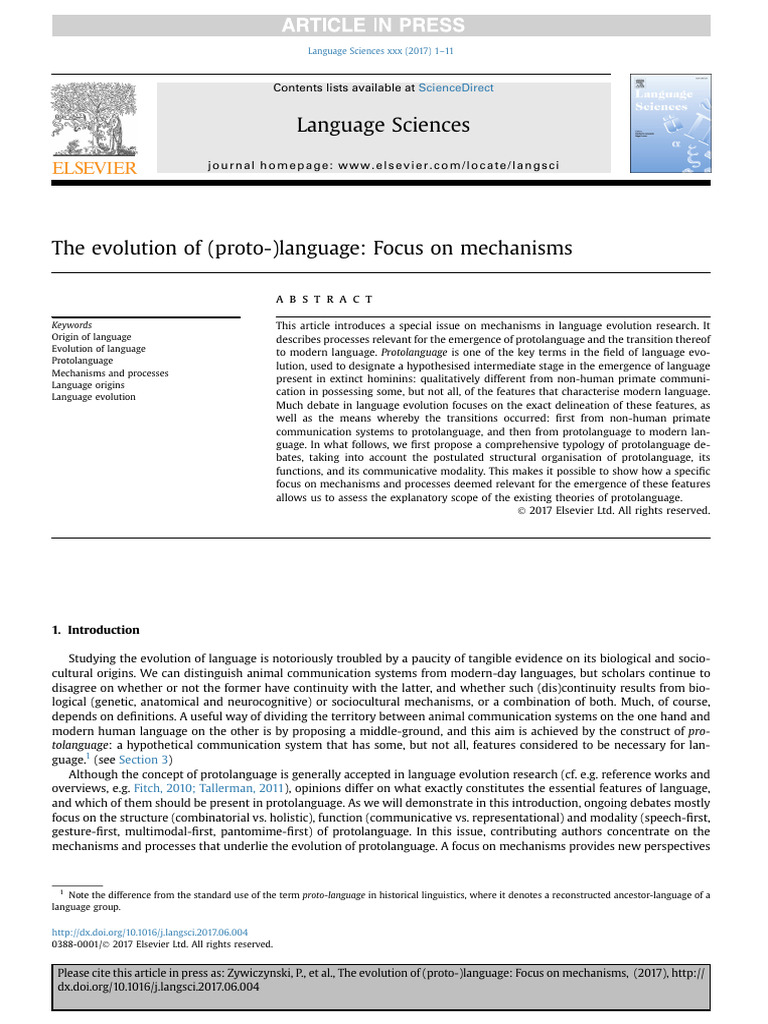 2017 Intro Focus - On - Mechanisms Language Sciences | PDF | Heredity | Evolution