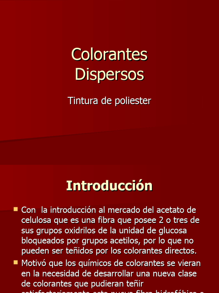 Colorantes Dispersos | PDF | Solubilidad | Temperatura