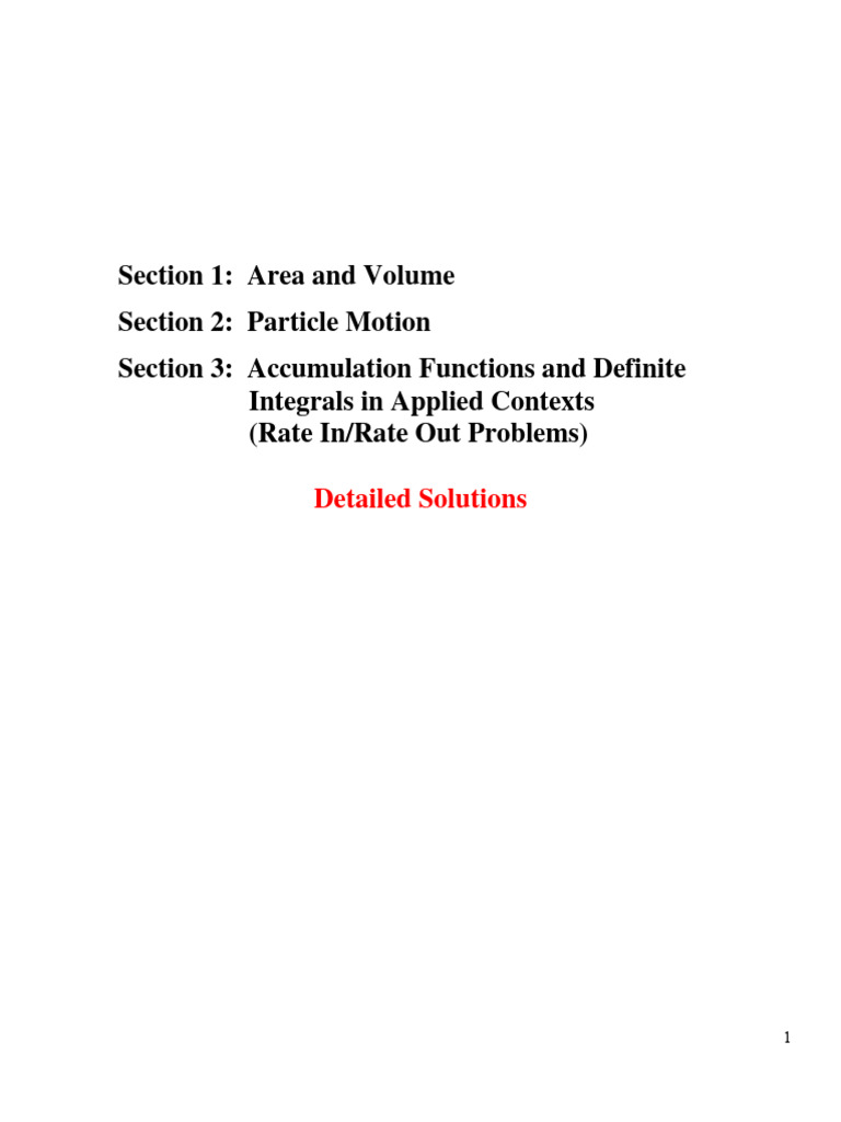 Calculus AB Exam: Area & Volume Solutions | PDF | Integral | Acceleration