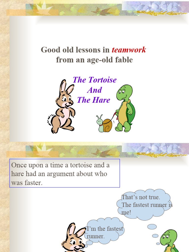 Teamwork Lessons from Tortoise and Hare | PDF | Language Arts & Discipline
