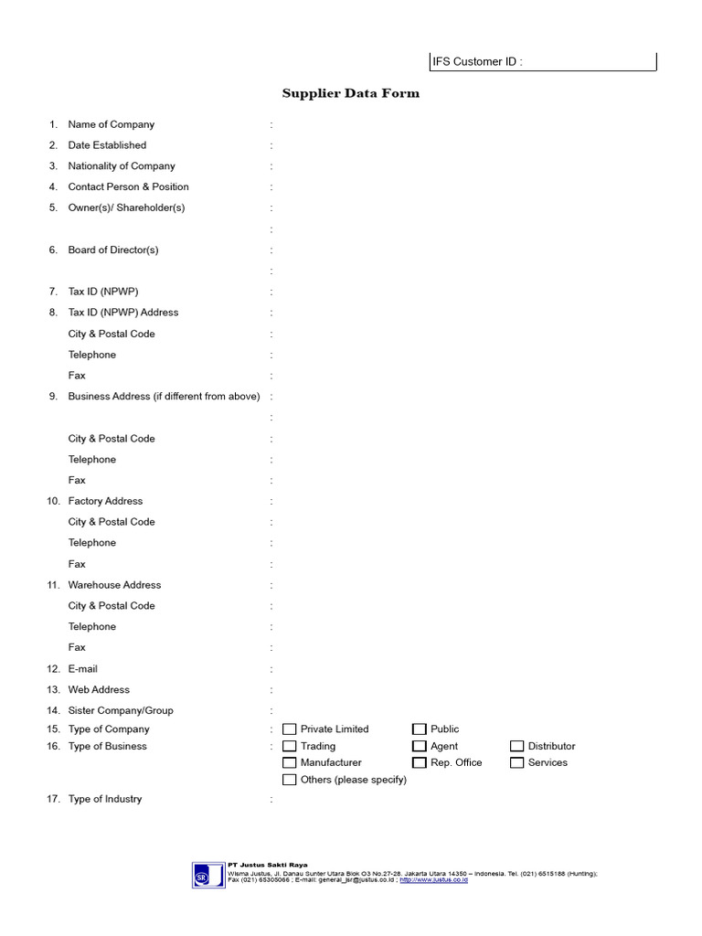 Supplier Data Collection Form | PDF | Economies | Business