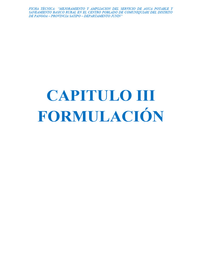Capitulo III Formulacion | PDF | Agua | Saneamiento Capitulo III Formulacion | PDF | Agua | Saneamiento
