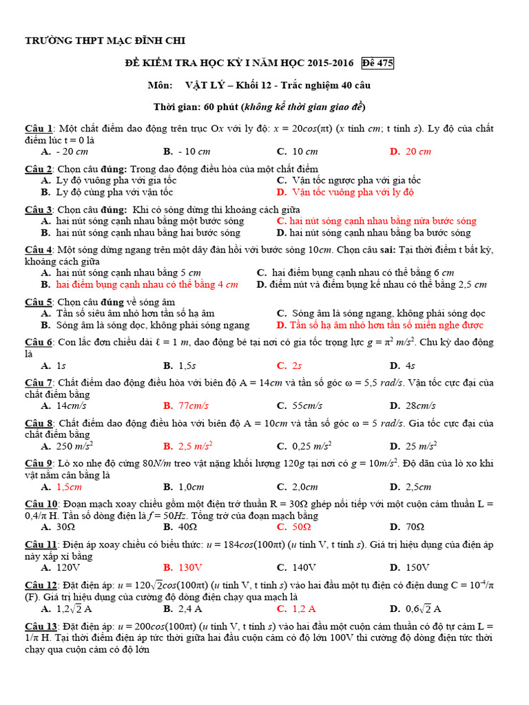 De HK1 Cac Nam | PDF