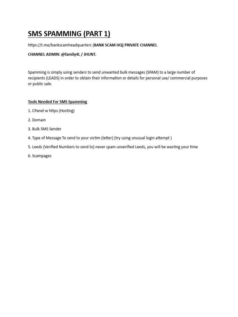 SMS Spamming Part 1 | PDF