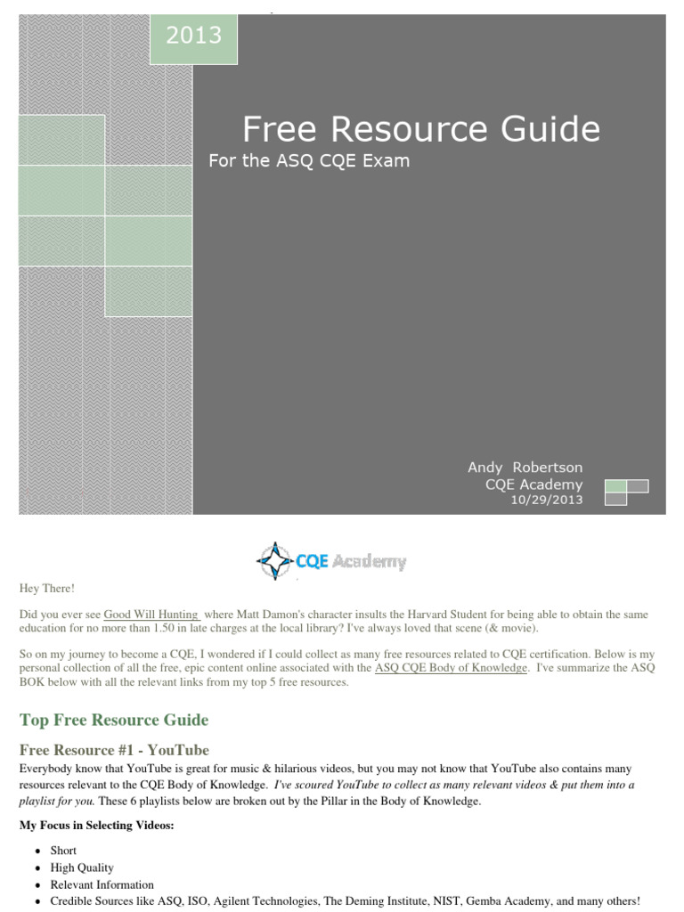 Free CQE Exam Resource Guide | PDF | Technology & Engineering