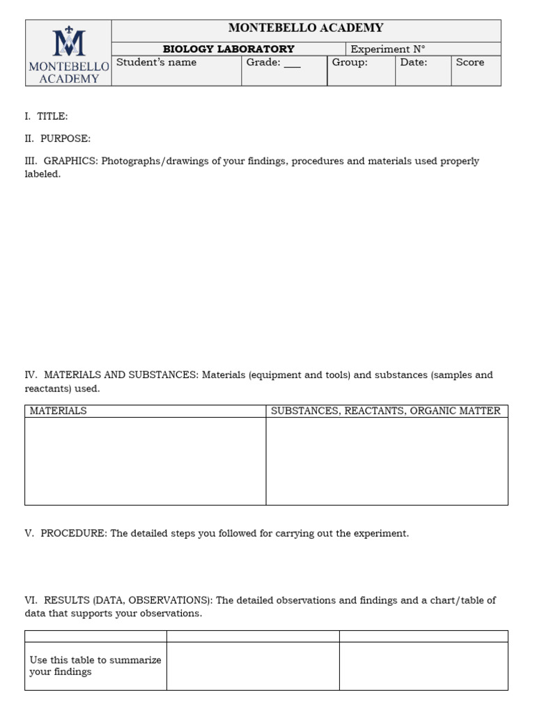 Biology Lab Report Template Guide | PDF