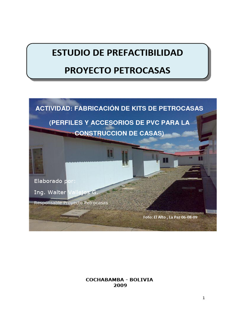 Estudio de Prefactibilidad: Petrocasas | PDF | Hormigón | Bolivia