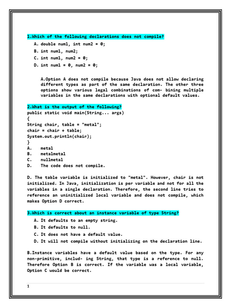 Mcq With Ans Pdf Programming Constructor Object Oriented Programming 