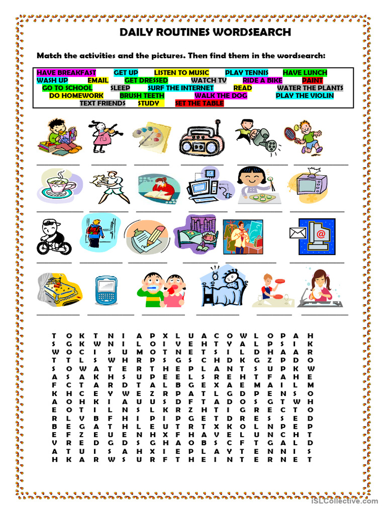 Daily Routines Wordsearch | PDF
