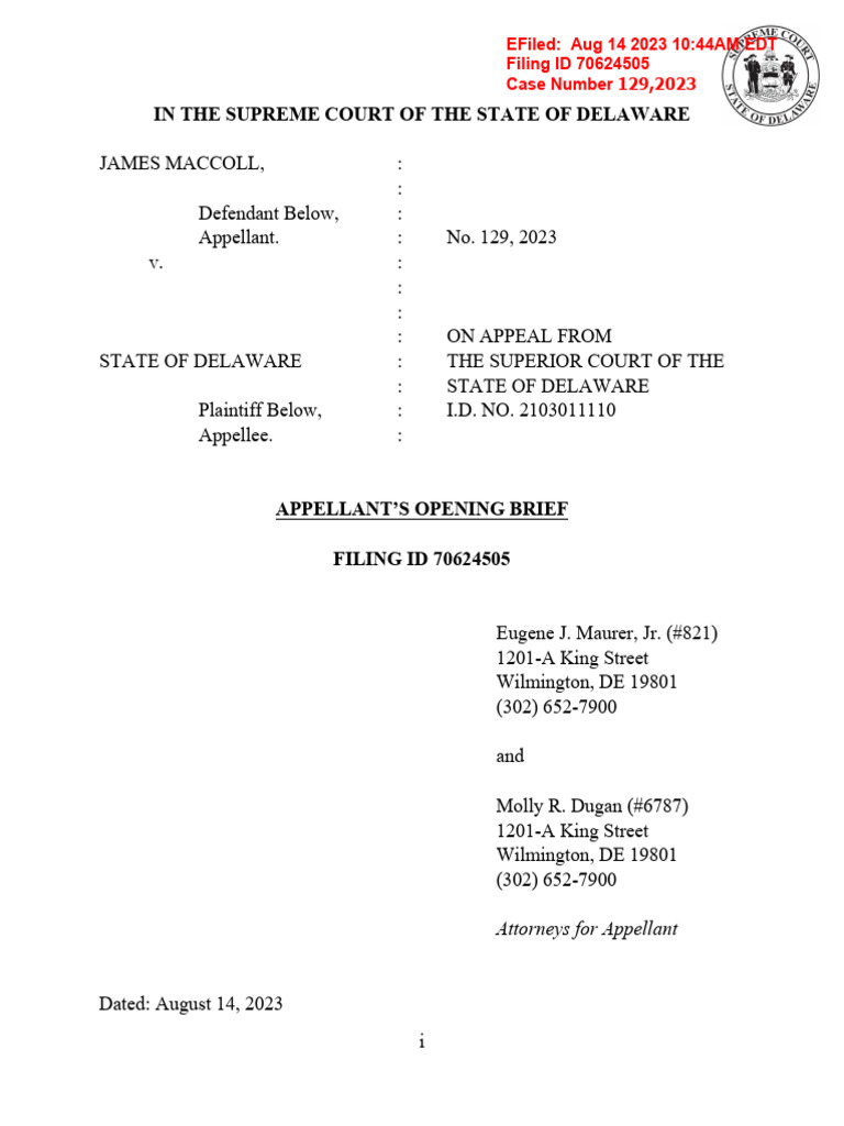 Appeal Brief for James MacColl Case | PDF