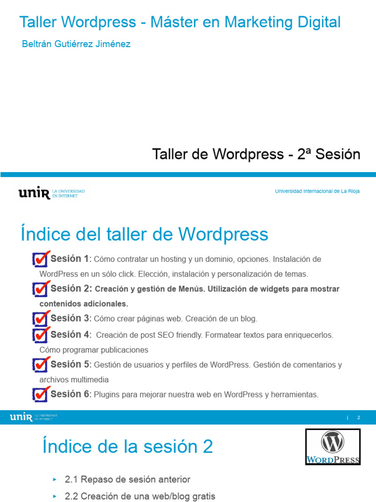 Taller Wordpress 2º Sesión MMD | PDF