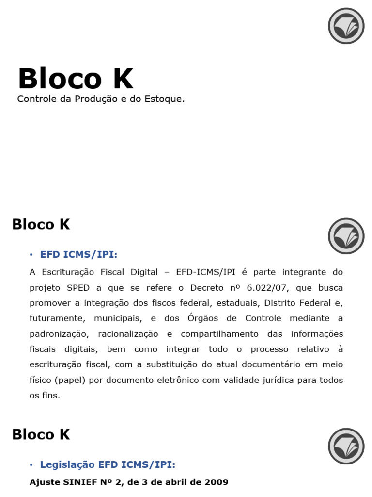 Bloco K Slides | PDF