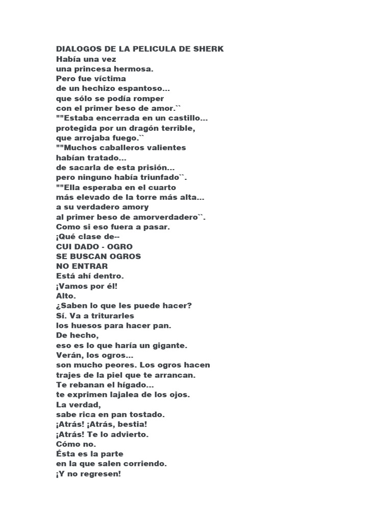 Dialogos de La Pelicula de Sherk | PDF