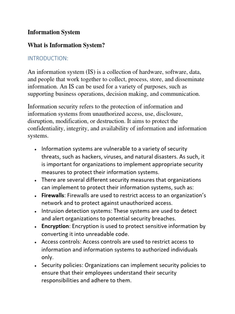 Overview of Information Systems & Security | PDF | Information Security | Information System