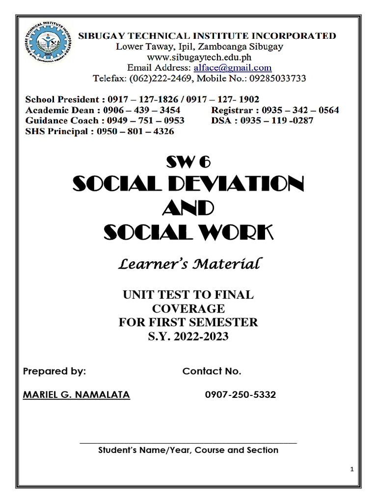 SW 6 Social Deviation and Social Work Module | PDF
