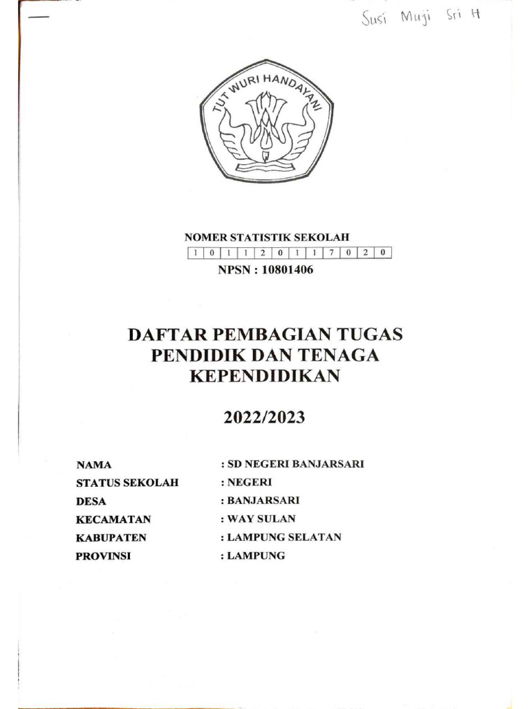 SK Pembagian Tugas Bu Susi | PDF
