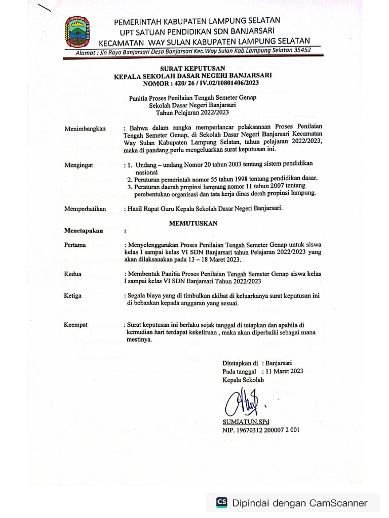 SK Panitia Pts Genap 22.23 | PDF