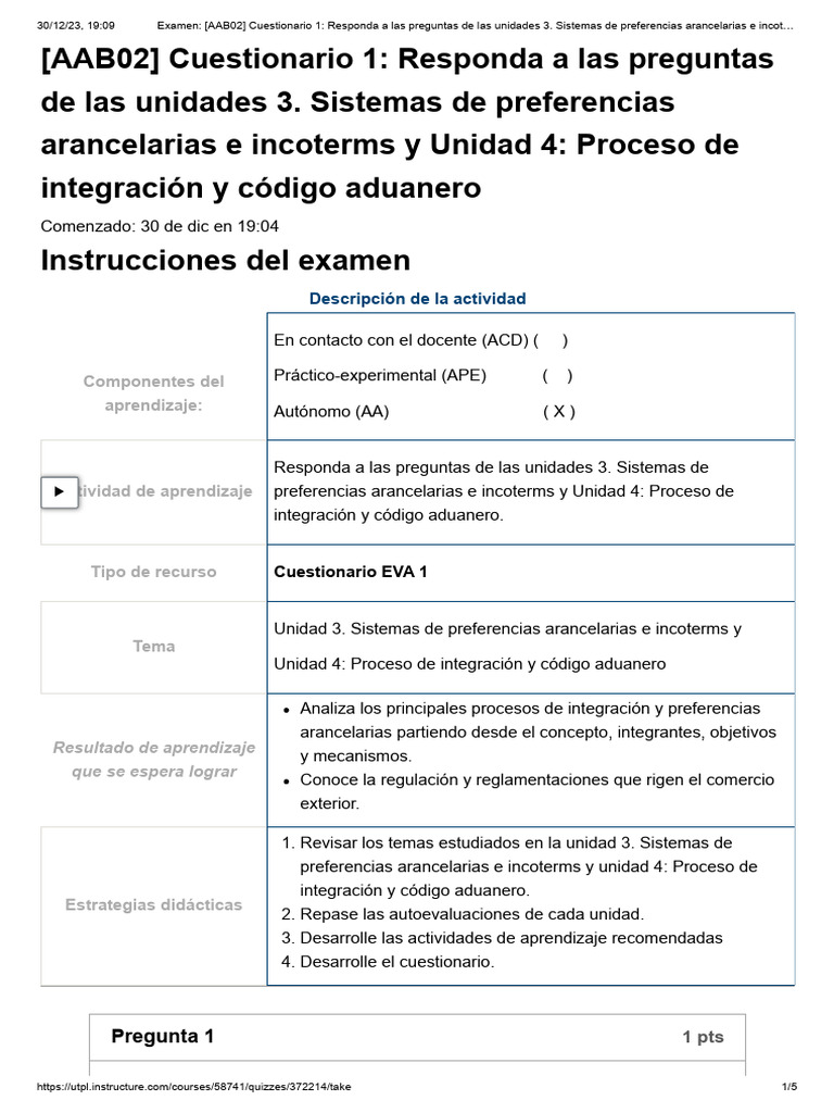Examen - (AAB02) Cuestionario 1 - Responda A Las Preguntas de Las Unidades 3. Sistemas de ...