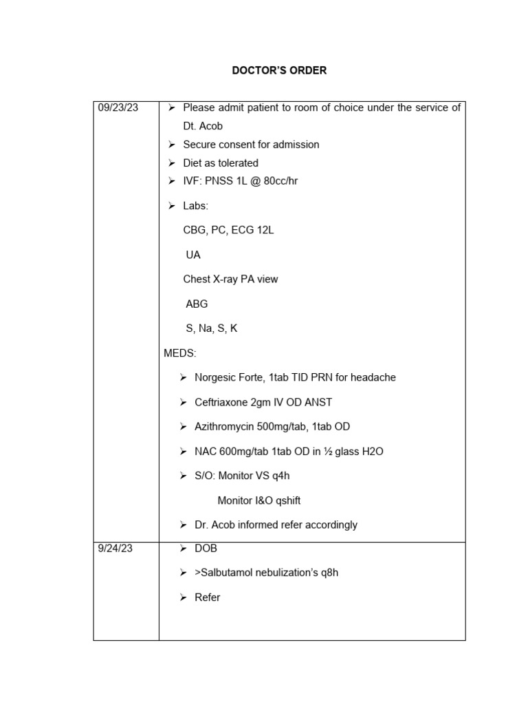 Doctors Order | PDF