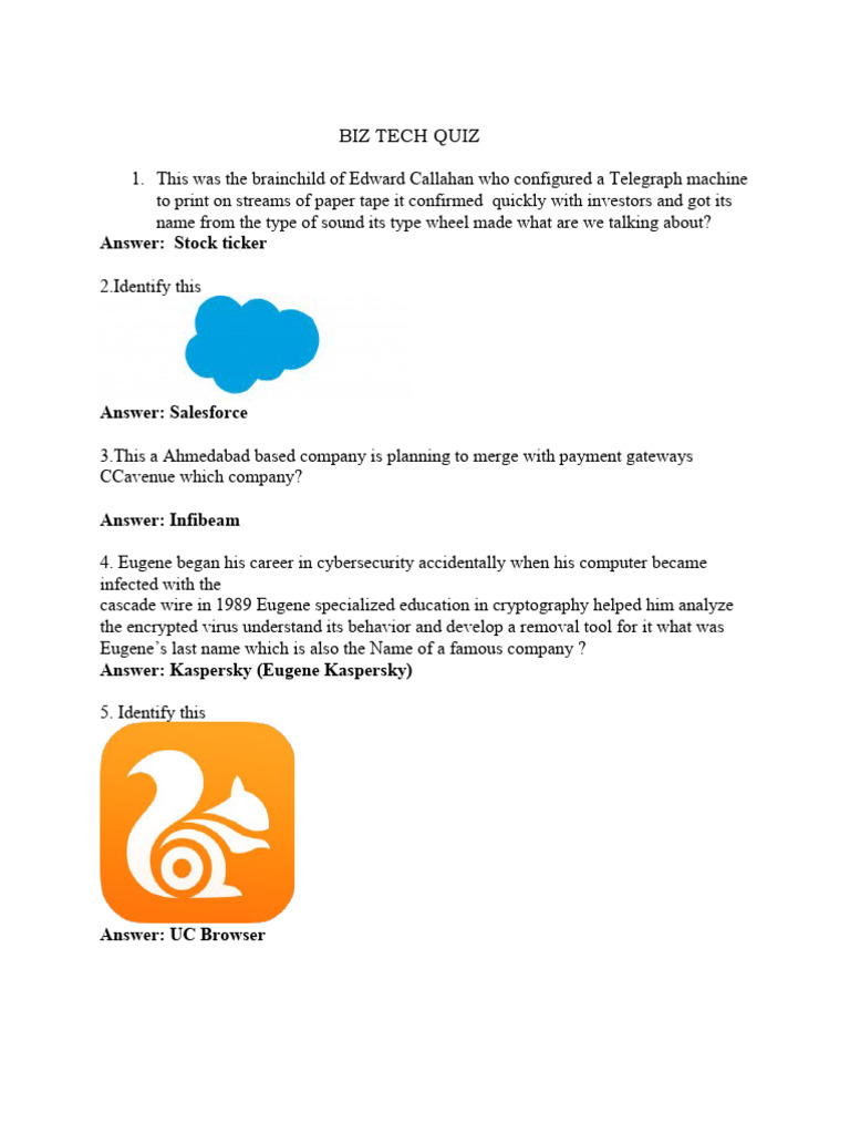 Biz Tech Quiz | PDF