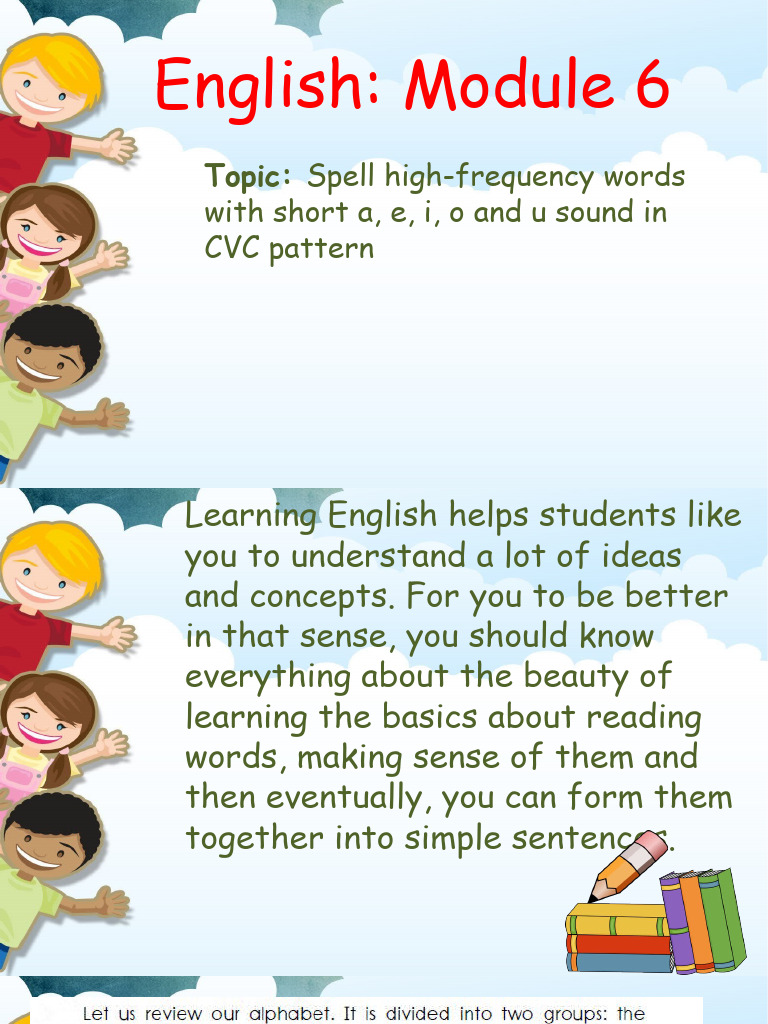 Q2 - ENGLISH - MOD 6 - Spell High-Frequency Words With Short A, E, I, o ...