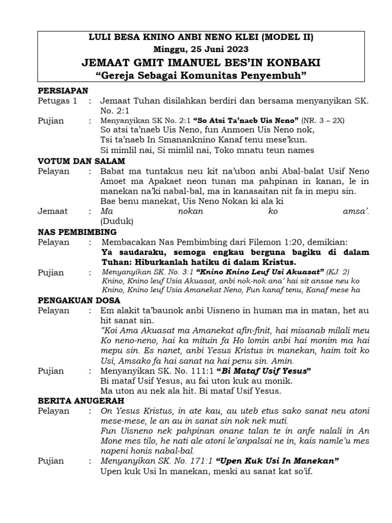 Liturgi Model II - Luli Besa | PDF