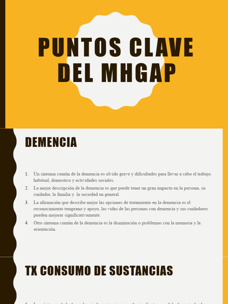 Puntos clave del mhgap | PDF | Demencia | Trastorno depresivo mayor