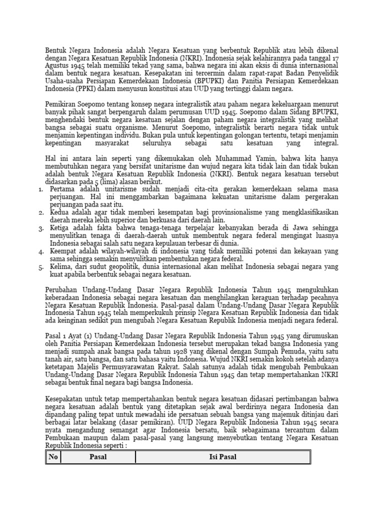 Bentuk Negara Indonesia Adalah Negara Kesatmateri Karakteristik Negara Kesatuan Ri Kls Xii Pdf 