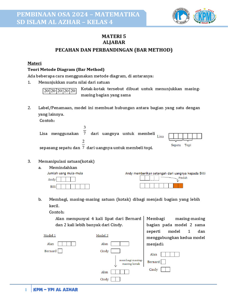 Pembinaan OSA Kelas 4 SDI AL AZHAR - Aljabar 2 - Siswa | PDF