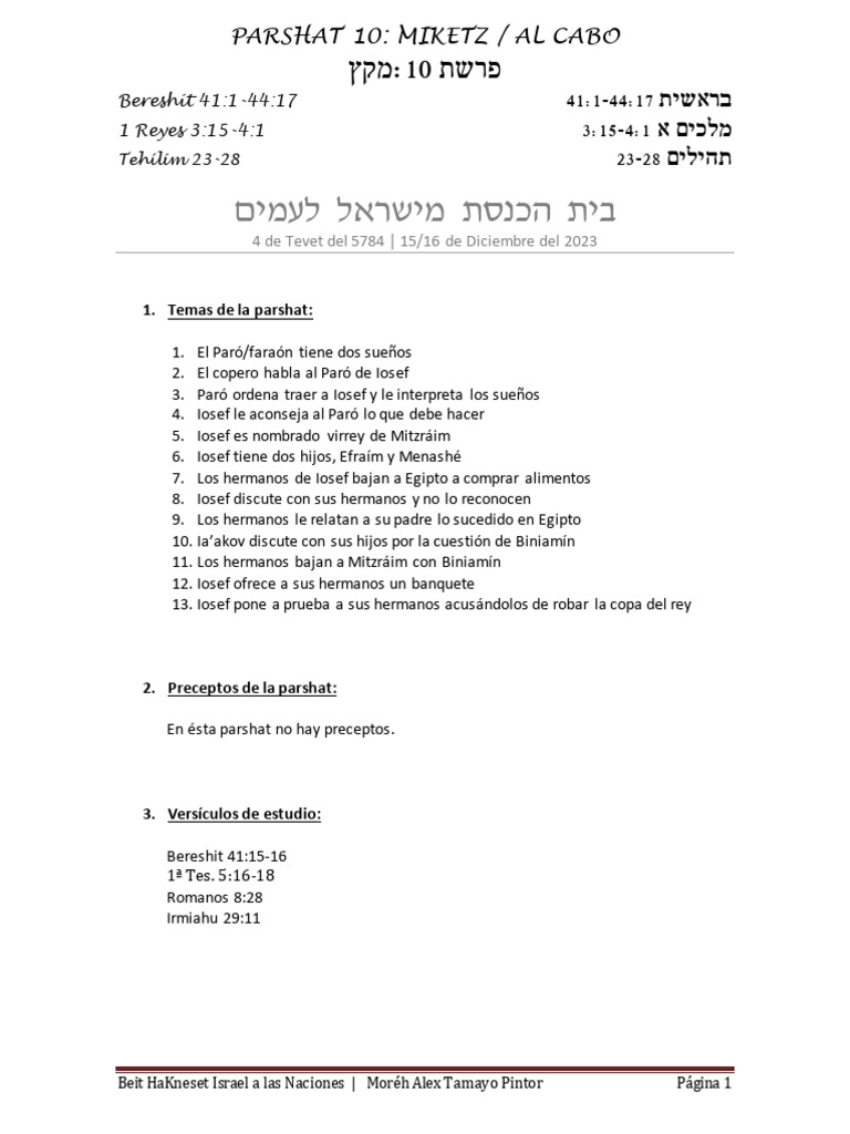 Parshat 10 Miketz | PDF