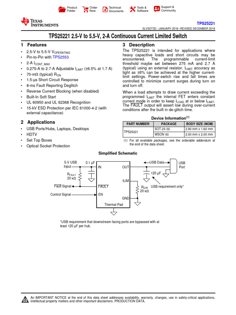Tps 25221 | PDF | Electrostatic Discharge | Usb