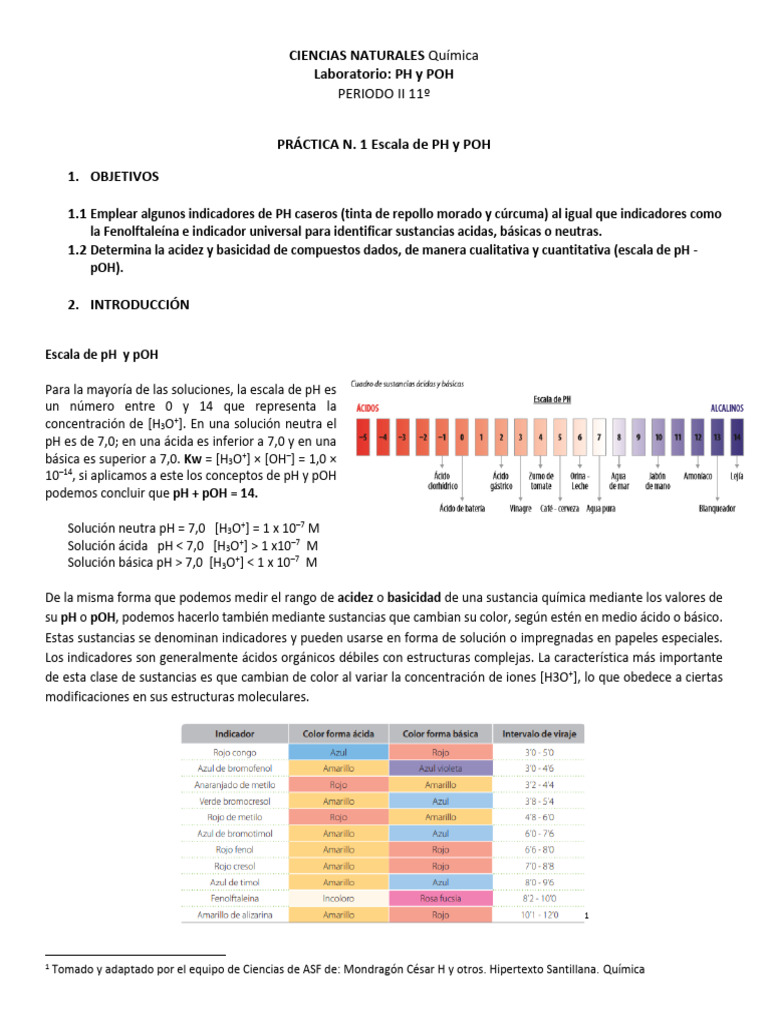 Práctica de pH y pOH en Química | PDF | Ph | Ramas de la termodinámica