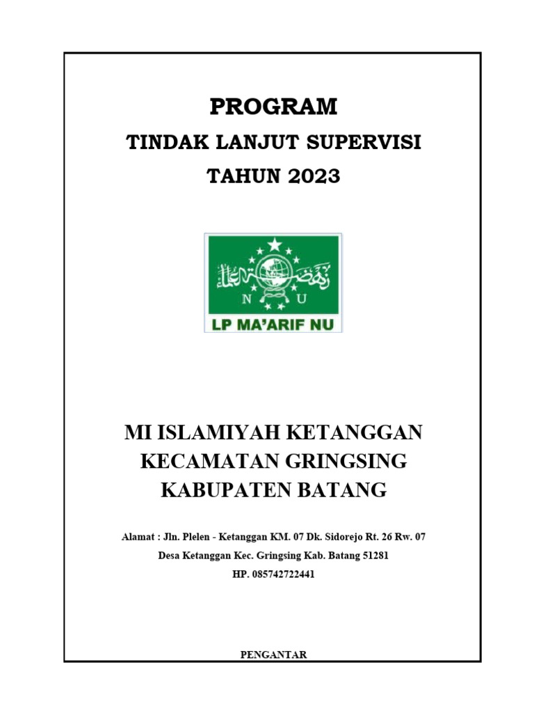 Program Tindak Lanjut Supervisi 2023,2024 | PDF