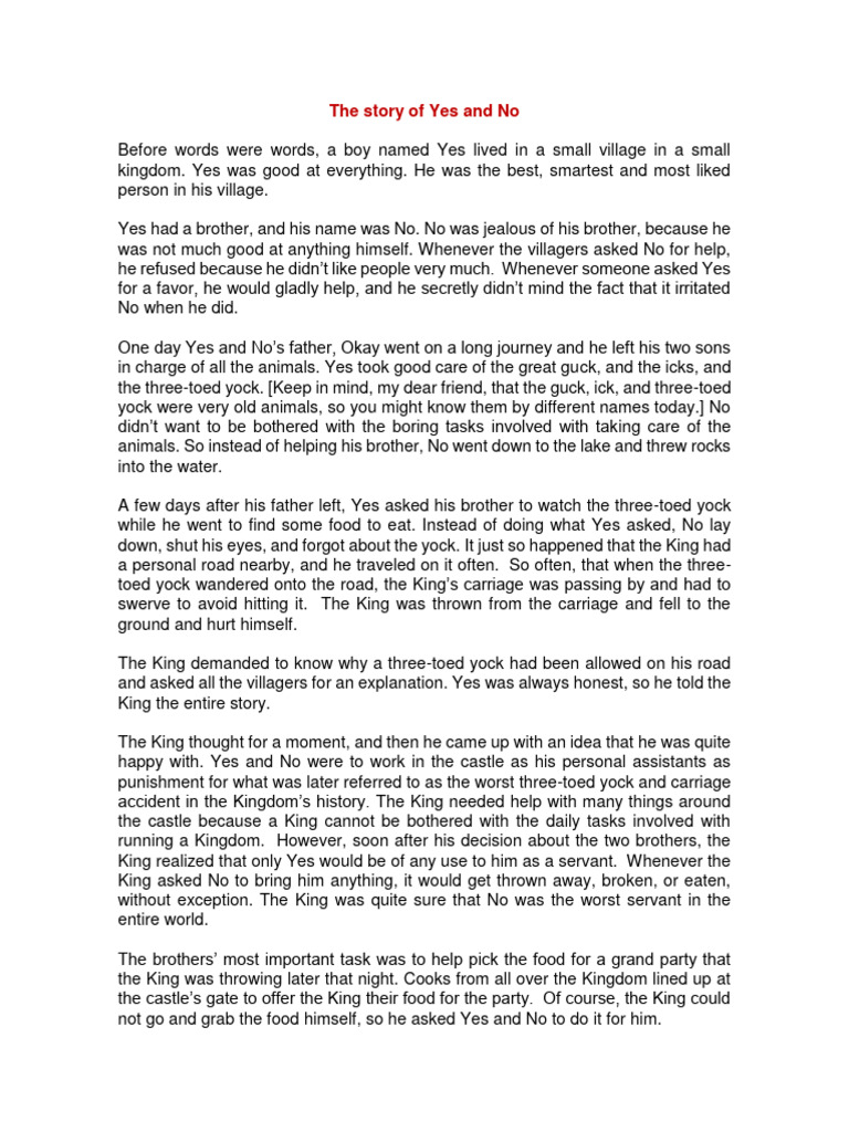 The Story of Yes and No | PDF