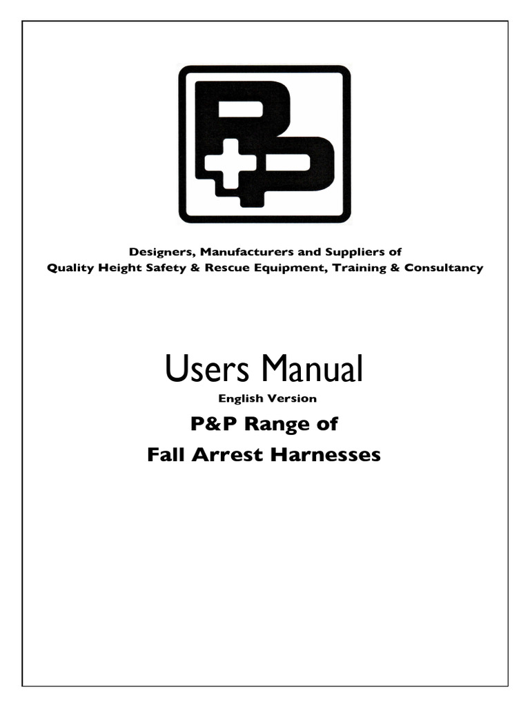 P&P Fall Arrest Harness User Manual | PDF | Personal Protective Equipment