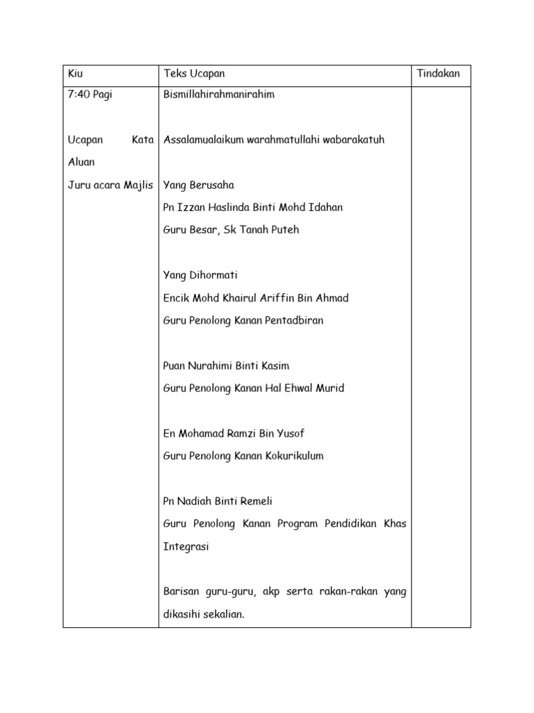Teks Emcee Sambutan Bulan Merdeka | PDF