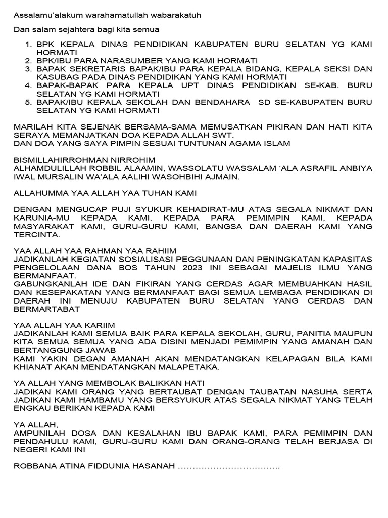 Doa Kegiatan Bos | PDF | Agama & Spiritualitas | Gaya Hidup