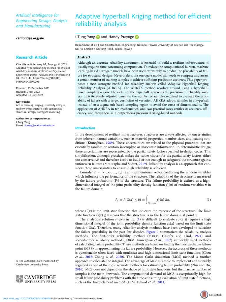 Adaptive Hyperball Kriging Method For Efficient Reliability Analysis | PDF | Monte Carlo Method ...