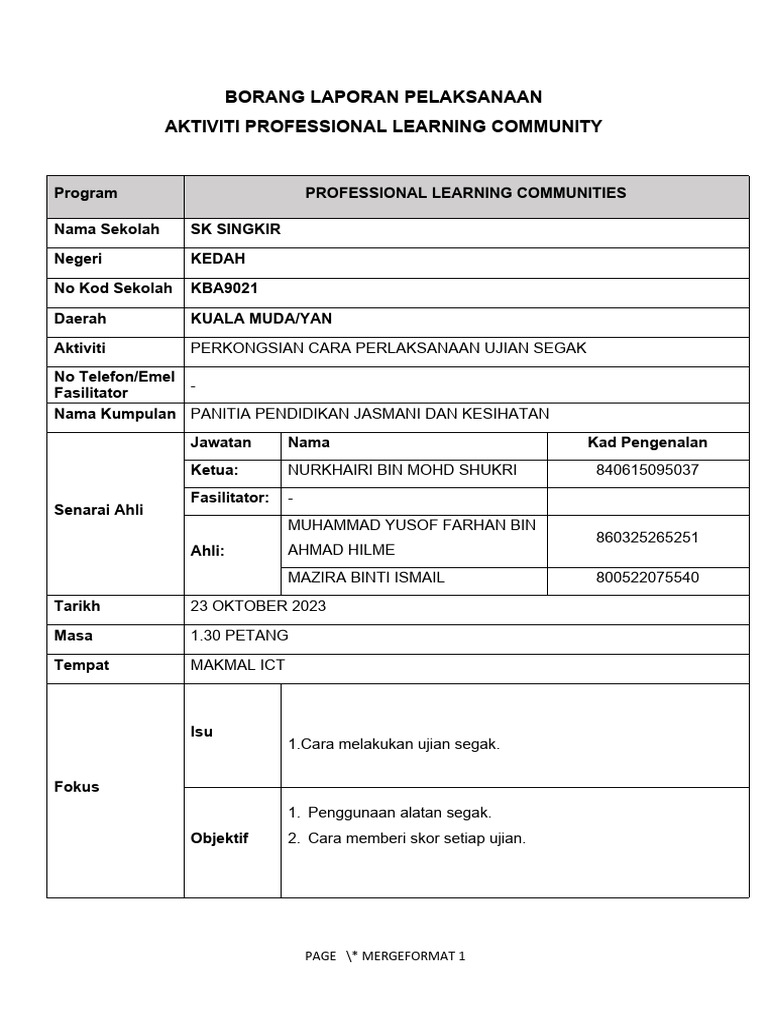 Laporan PLC PJPK 6:2023 | PDF