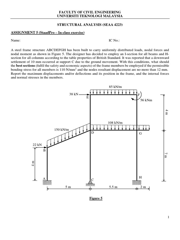 Assignment 5 StaadPro - Structure Analysis | PDF
