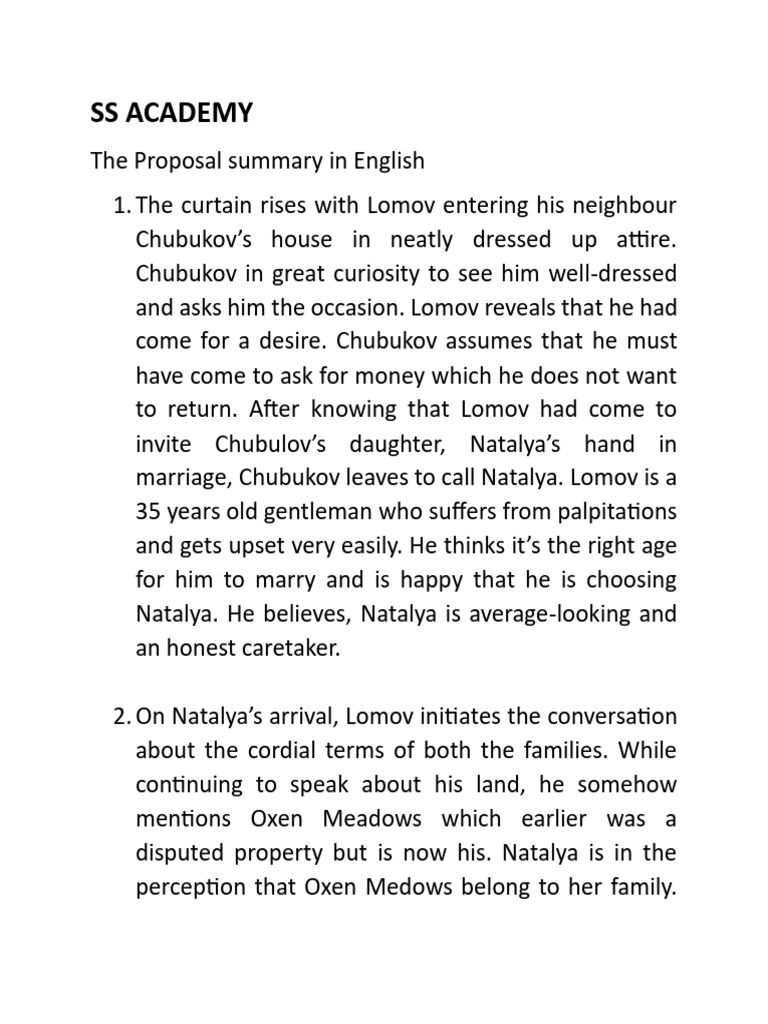 Summary The Proposal Pdf