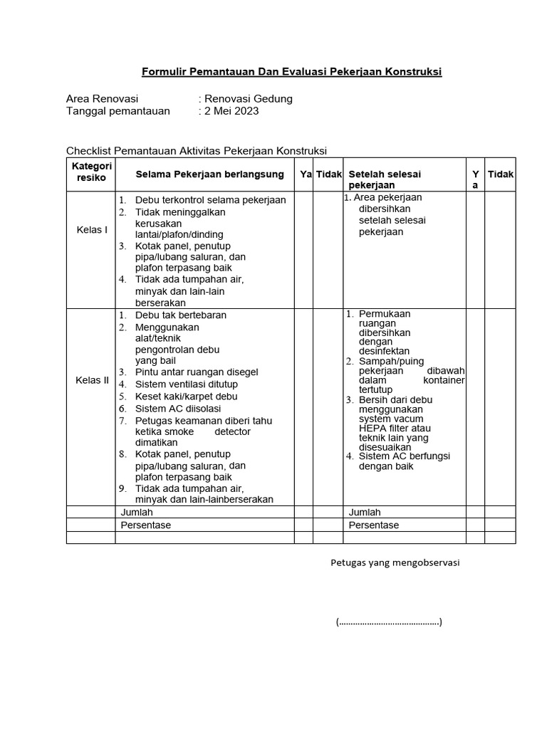 Formulir Pemantauan Dan Evaluasi Pekerjaan Konstruksi | PDF Formulir Pemantauan Dan Evaluasi Pekerjaan Konstruksi | PDF