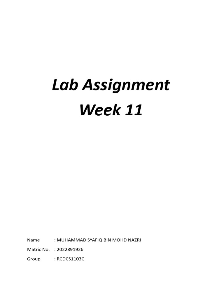 Lab Week11 MUHAMMAD SYAFIQ BIN MOHD NAZRI | PDF