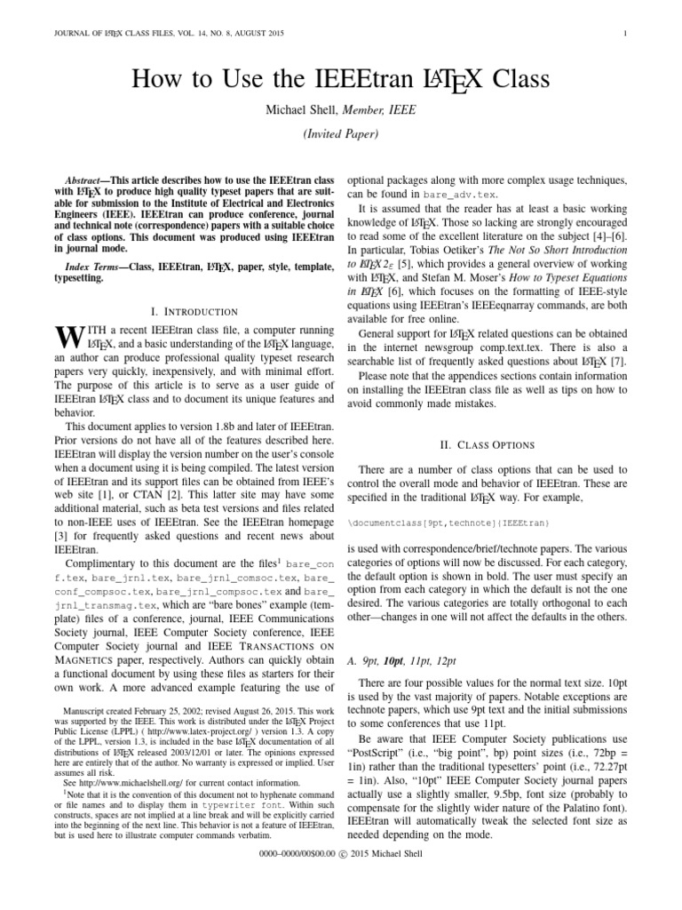 Ieeetran Howto | PDF | Te X | Abstract (Summary)
