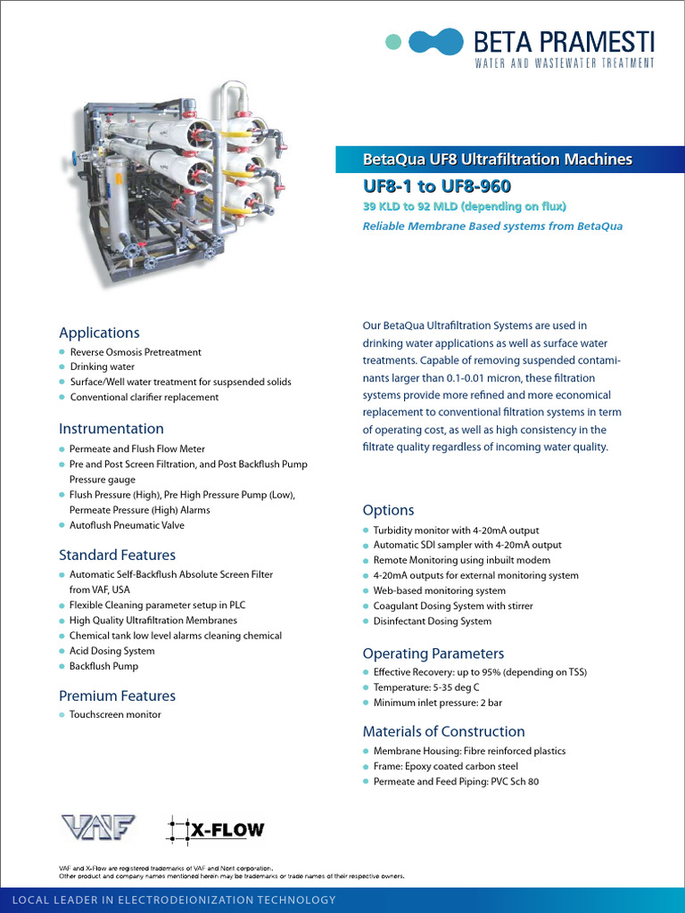 BetaQua UF | PDF | Membrane | Chemistry