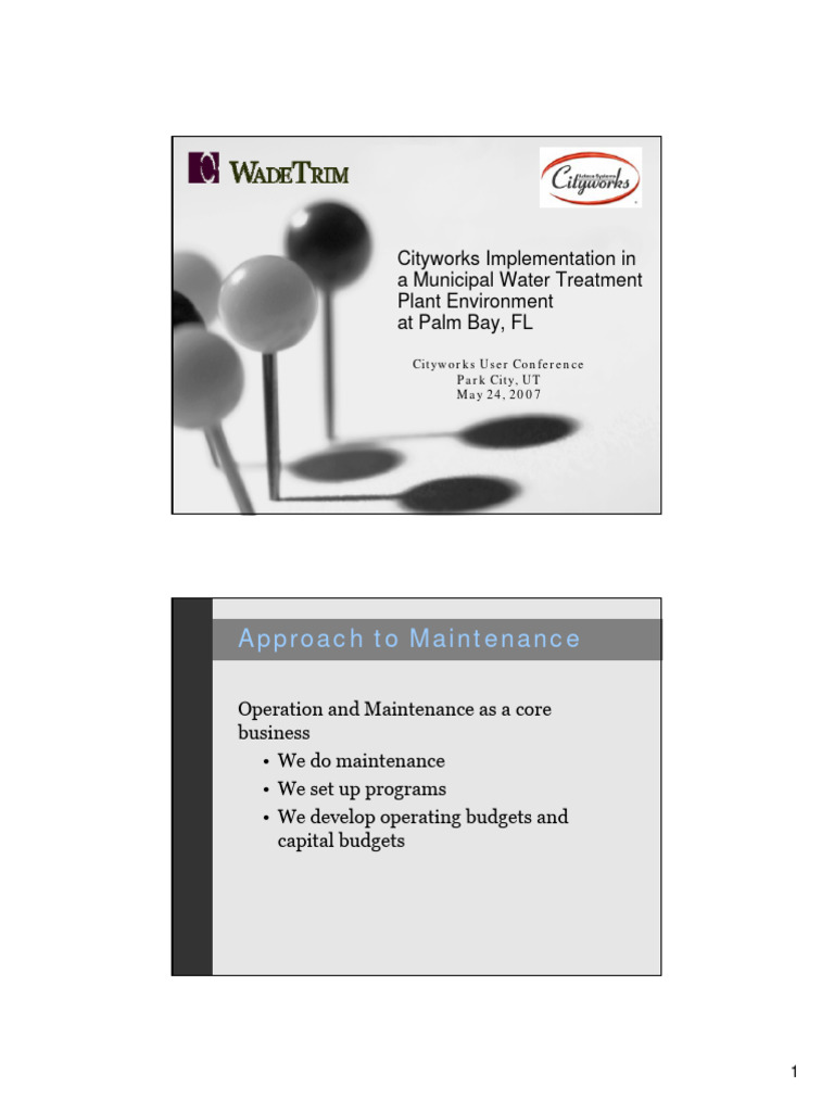 Cityworks CMMS for Palm Bay Water Treatment | PDF