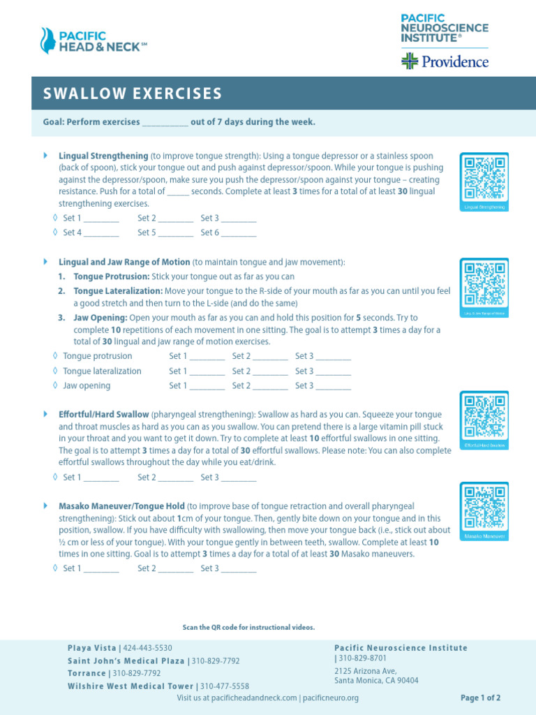 Swallowing Exercises and Strategies Guide | PDF