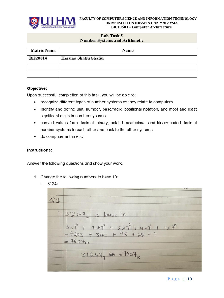 Harunashafiulab 5 Bi 220014 | PDF | Decimal | Computer Science